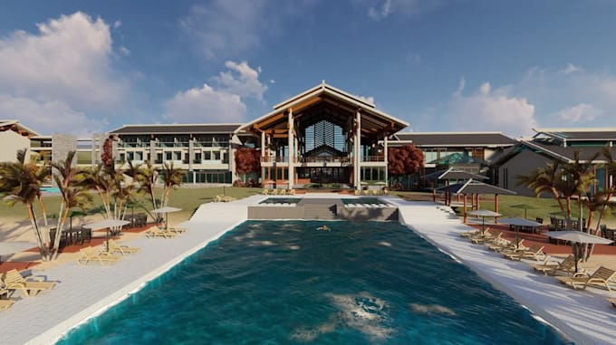 Modern villa complex,beach resort,vacation home,poolside design, real ...