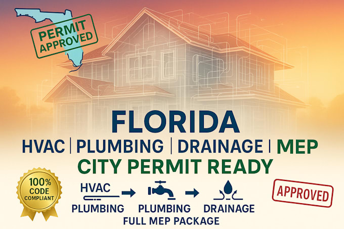 Do florida hvac permit, plumbing design, drainage plan, mep drawing ...