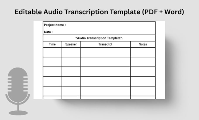 Provide an editable and printable audio transcription template by ...