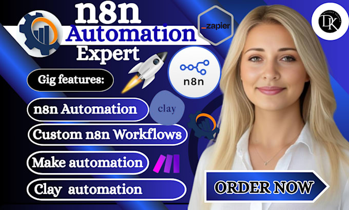 Crear agente de ia y flujos de trabajo usando n8n, make, zapier integración, automatización clay