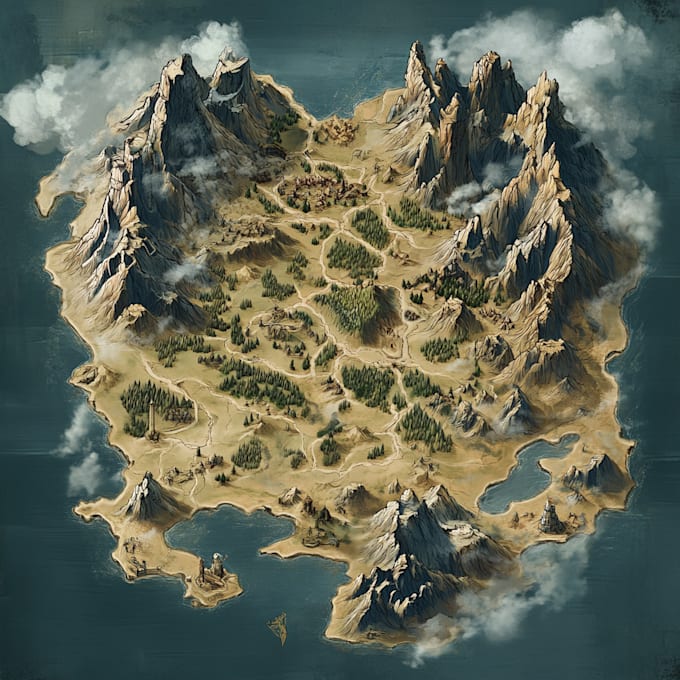 Do fantasy map illustration isometric map by Rebacole | Fiverr