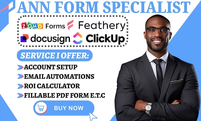 Create clickup form feathery workflow docusign zoho forms contact form ai chabot by Annforms ...