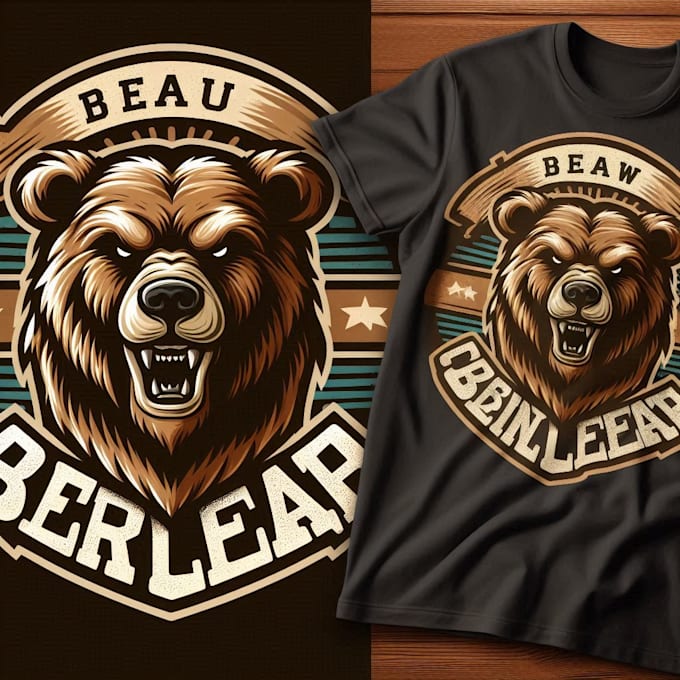 Design high quality vintage brown bear logo with t shirt design by ...
