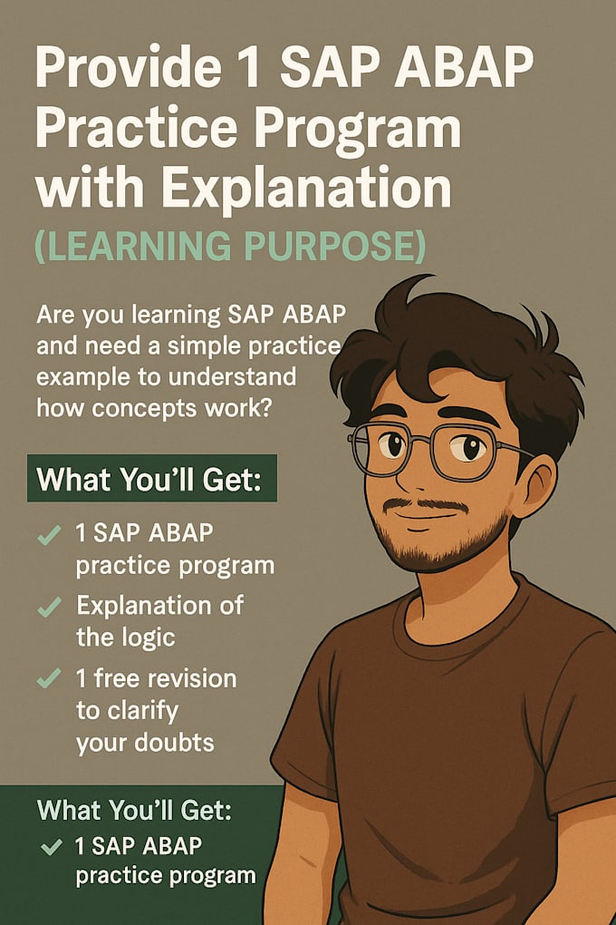 Provide 1 sap abap practice program with explanation by Saikatpal173 | Fiverr