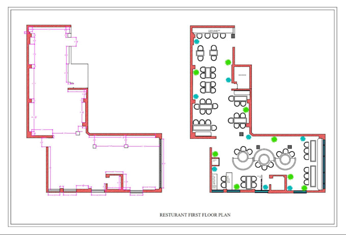 Redraw 2d restaurant planning, kitchen layout,bar floor plan design ...