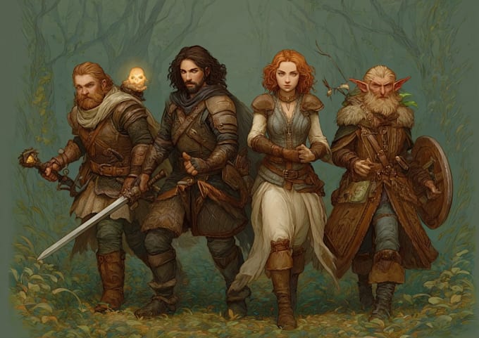 Draw fantasy art, characters scenes and dnd party by Andrchard54 | Fiverr