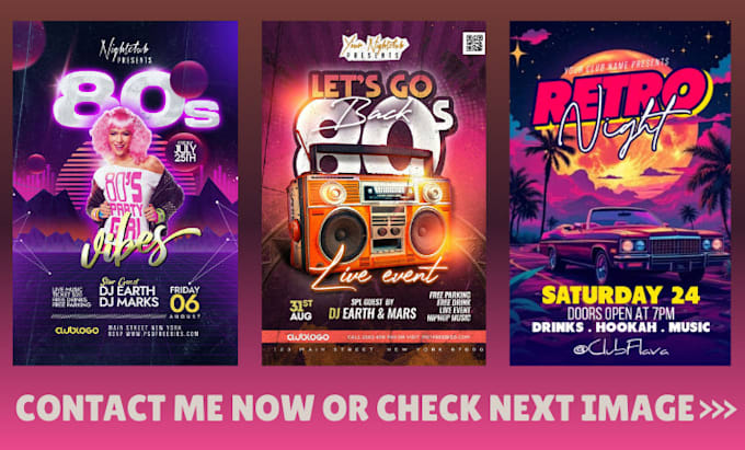 Design 70s 80s 90s retro vintage poster concert party flyer movie event ...