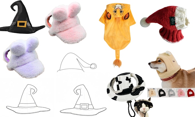 Design pets headwear tech pack with hats beanies cowboy hats tech pack ...