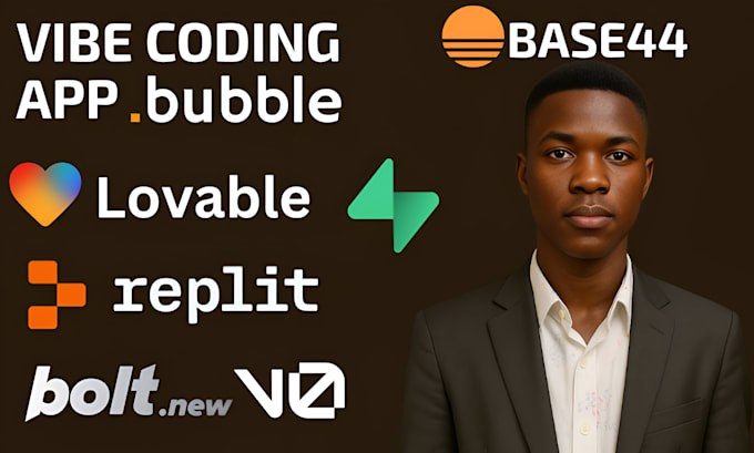 Vibe coding app base44 lovable ai replit ai bolt new v0 supabase web app by Carl_smith22 | Fiverr