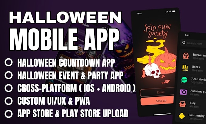 Build halloween mobile app countdown event ios android app on flutter ...