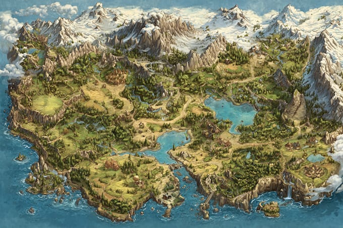 Fantasy map illustration city map maker fantasy map design by ...