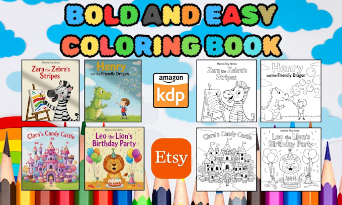 Do amazing kdp coloring book, kdp coloring book, cover design, amazon ...