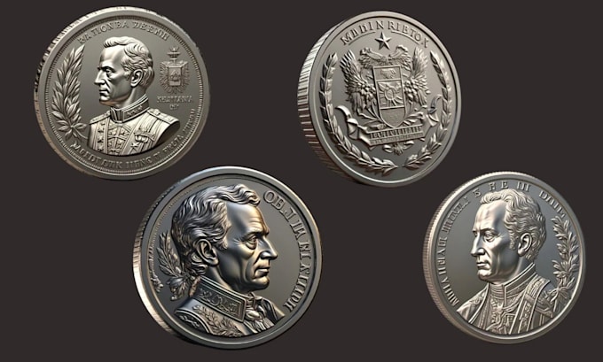 Create 3d coin model bas relief medallion challenge coin crypto coin ...