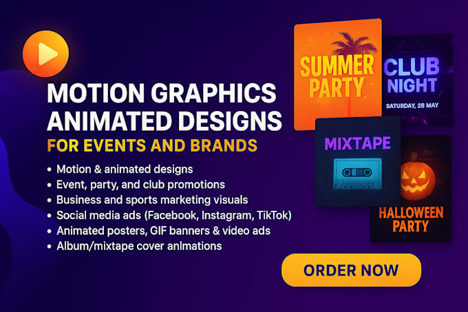 Design motion flyers, animated party flyers and motion graphics promos ...