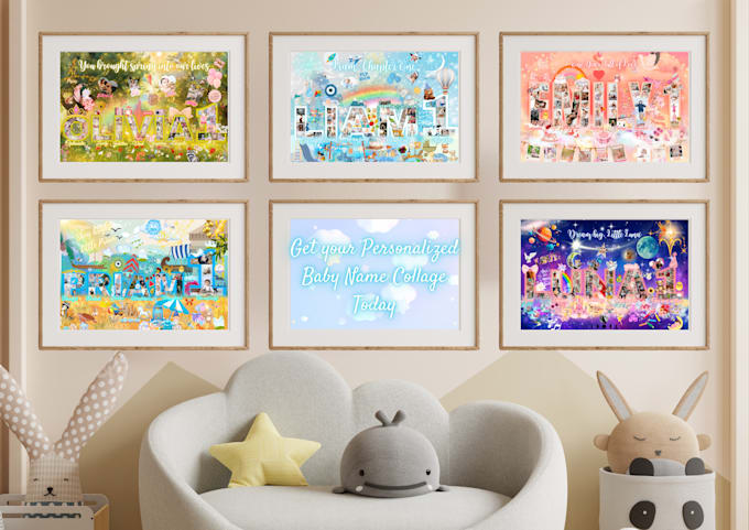 Create a personalized baby name photo collage design by Inallusha | Fiverr
