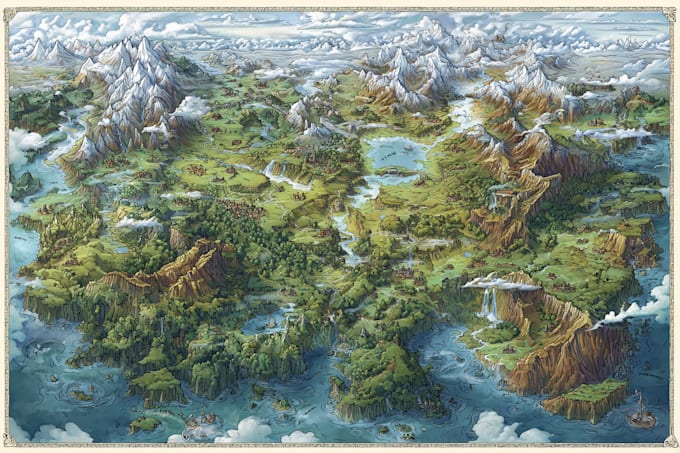 Design fantasy map illustration isometric map by Armanyiop | Fiverr