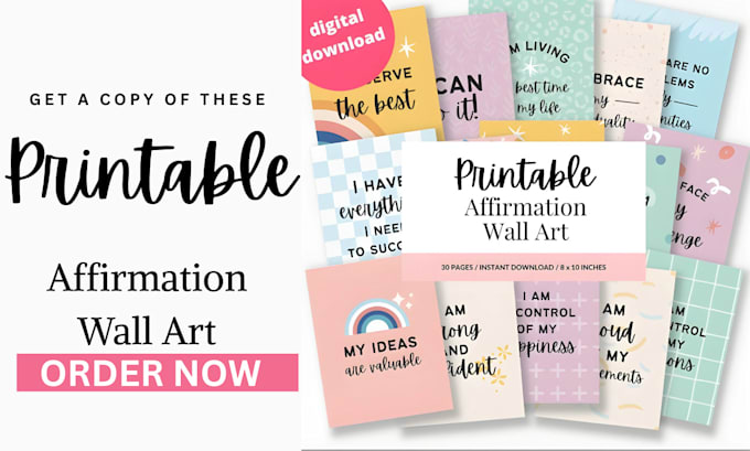 Design custom printable affirmation and motivational card deck for ...