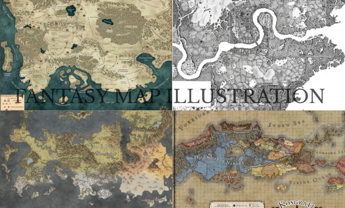 Vector map illustration fantasy map design map maker cartography city ...