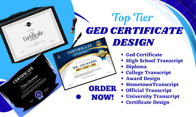 Design and recreate transcript, award, diploma, collage, ged certificate by Helen_jerry01 | Fiverr