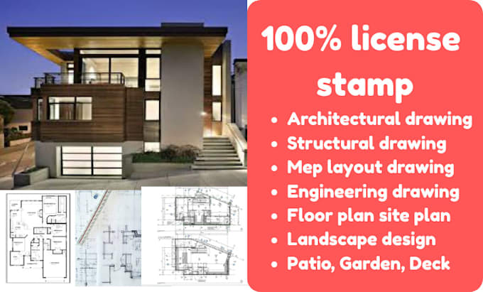 Draw stamp architectural drawing floor plan engineering drawing for ...