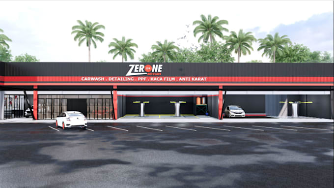 Build 3d modern car wash design, 2d floor plan, 3d layout, 3d autocad ...