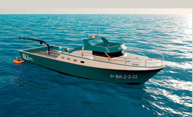 Realistic 3d yacht design 3d boat catamaran hull model ship concept ...