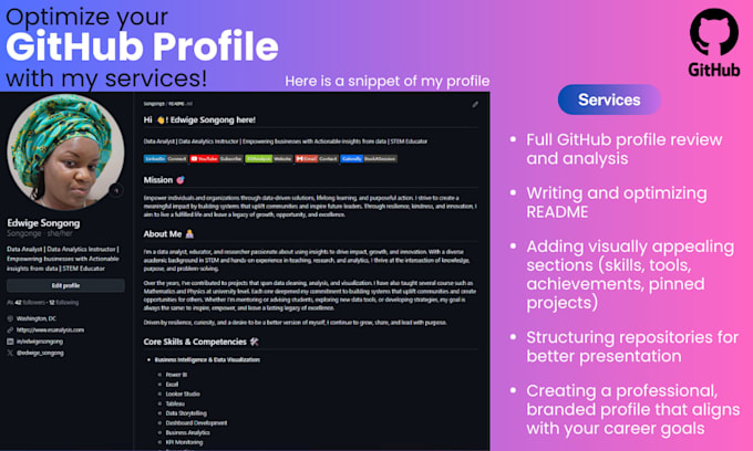 Help you optimize your github profile and teach you project documentation by Edwigesongong | Fiverr