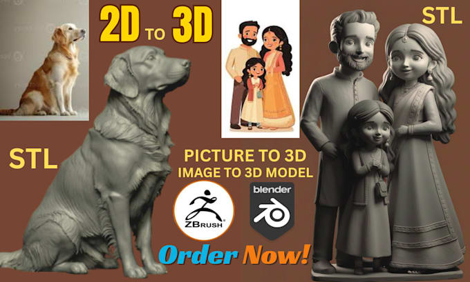 Convert 2d to 3d figurine, head sculpt, bust 3d face from picture to 3d ...