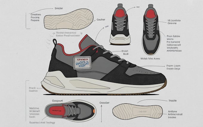 Create shoe tech pack, footwear tech pack, sneaker design sketch and ...