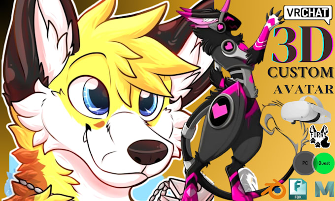 Build custom vrchat avatar furry vrchat avi nsfw fursona protogen ...
