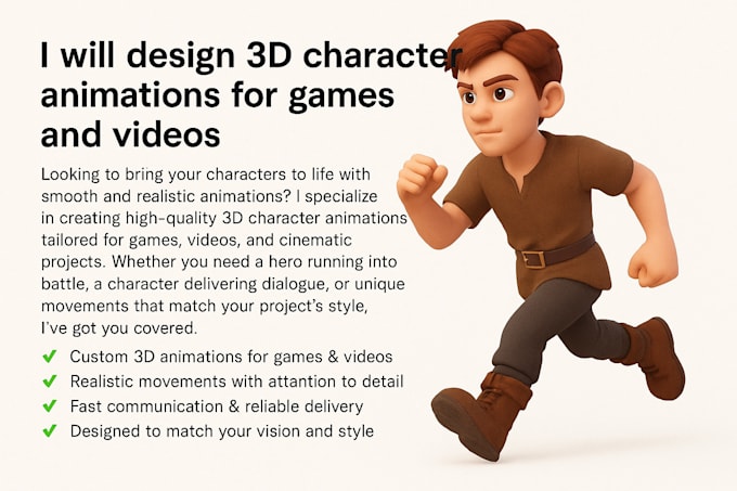 Design 3d character animations for games and videos by Eammy_jay | Fiverr