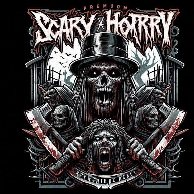 Design premium custom scary, horror, heavy, death metal logo with t ...