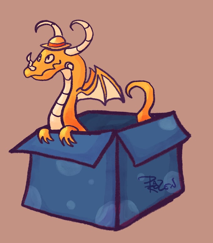 Draw your dragon oc in a cute box by Pazrozen | Fiverr