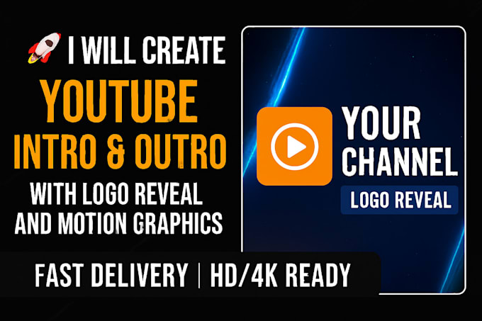 Create youtube intro and outro with logo reveal and motion graphics by Socialboostedit | Fiverr