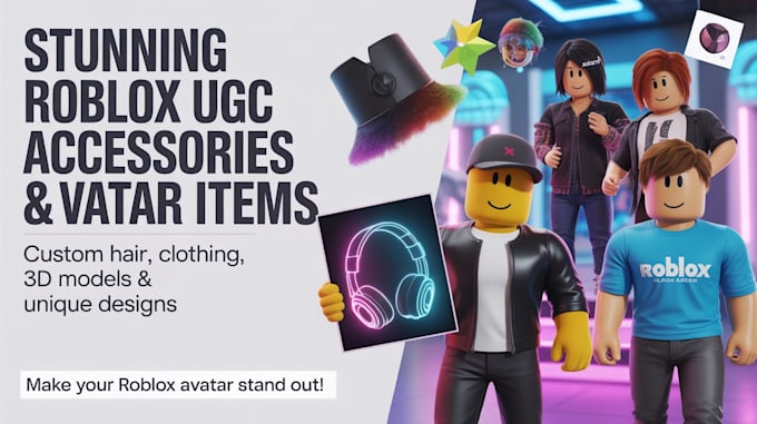 Design stunning roblox ugc accessories, hair, clothing, and 3d avatar ...