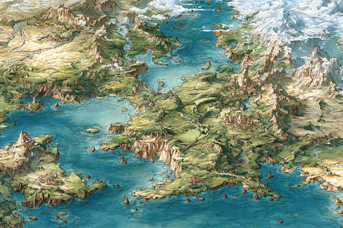 Draw a fantasy map illustration by Robinkeeney | Fiverr
