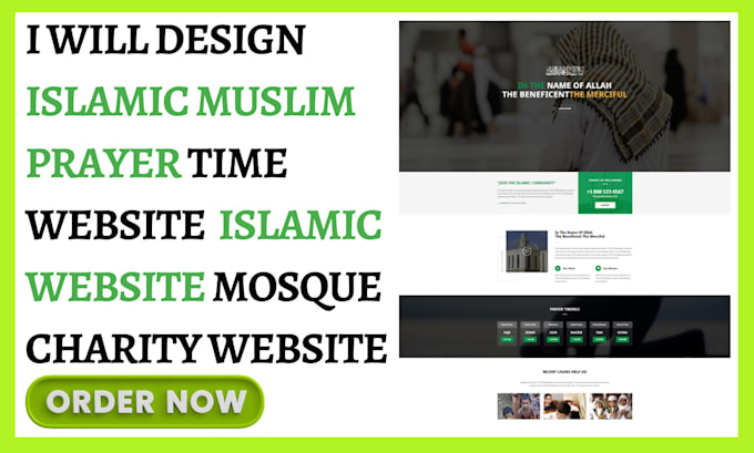 Design islamic muslim prayer time website islamic website mosque ...