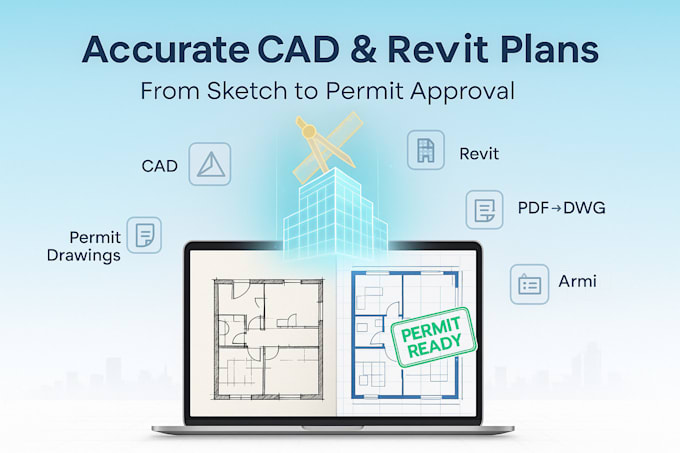 Draft accurate architectural plans, permit drawings, pdf to cad, revit ...