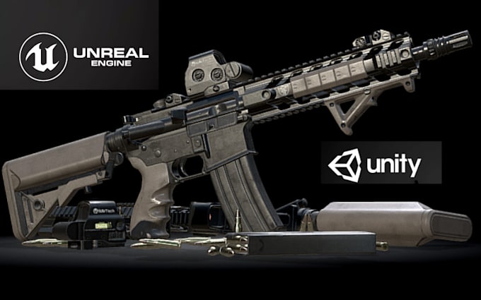 Realistic 3d gun model custom weapon pbr texture ue4 5 video game 3d animation by Zheng_shang ...