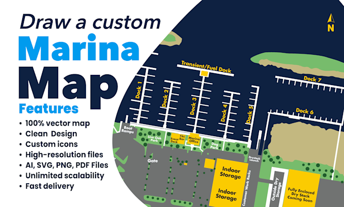 Draw a marina map in vector illustrator by Hamjaiu | Fiverr