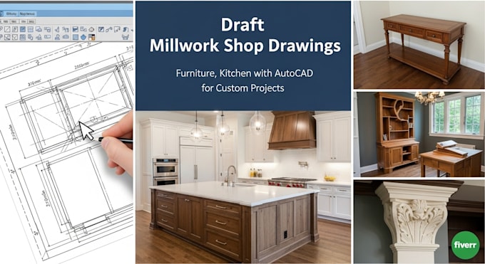 Draft millwork shop drawings,furniture,kitchen with autocad for custom ...