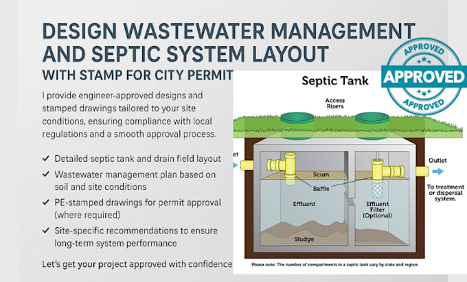 Design wastewater management and septic system layout with stamp for ...
