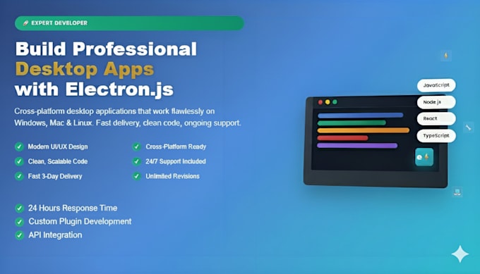 Create powerful cross platform desktop apps with electron js by Mumtazwali463 | Fiverr