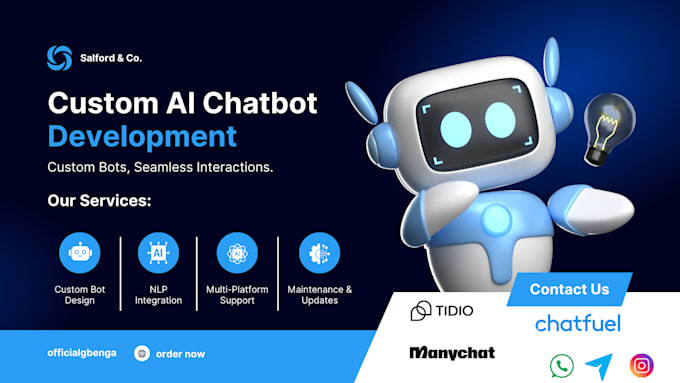 Build ai chatbot using manychat, chatfuel, tidio for social media and ...