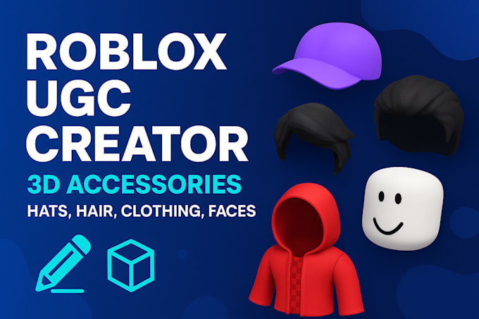 Create roblox ugc 3d accessories hats hair avatar items faces clothing ...