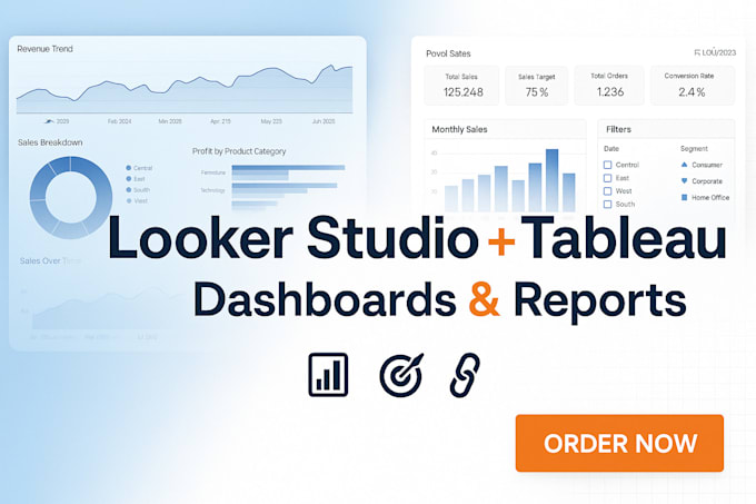 Build looker studio and tableau dashboards for data visualization and reports by Maryalexanl ...