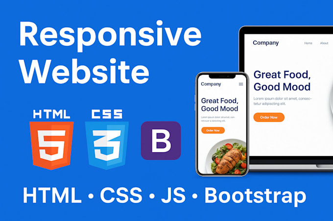 Create a responsive website using html, css, javascript, and bootstrap by U_0032c2f036fc | Fiverr
