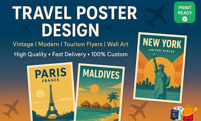 Design modern travel poster retro vintage tourism poster wall art ...
