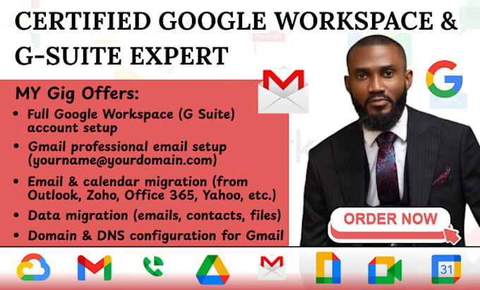 Setup, migrate google workspace, g suite, email migration, domain email ...