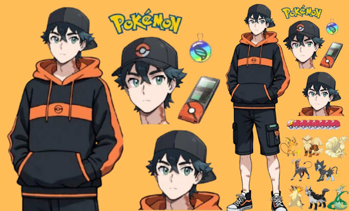 Draw pokemon inspired fakemon, anime trainer, pixel art sprite card by ...